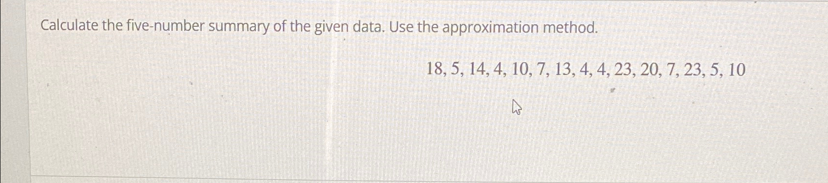 Solved Calculate the five-number summary of the given data. | Chegg.com