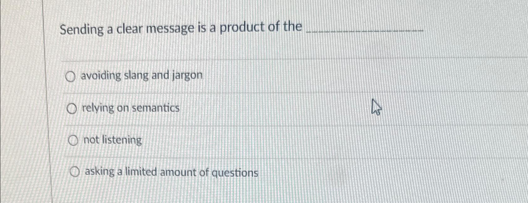 Solved Sending a clear message is a product of theavoiding | Chegg.com
