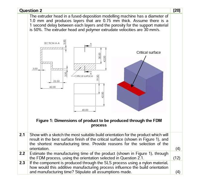 Solved [20] Question 2 The extruder head in a | Chegg.com