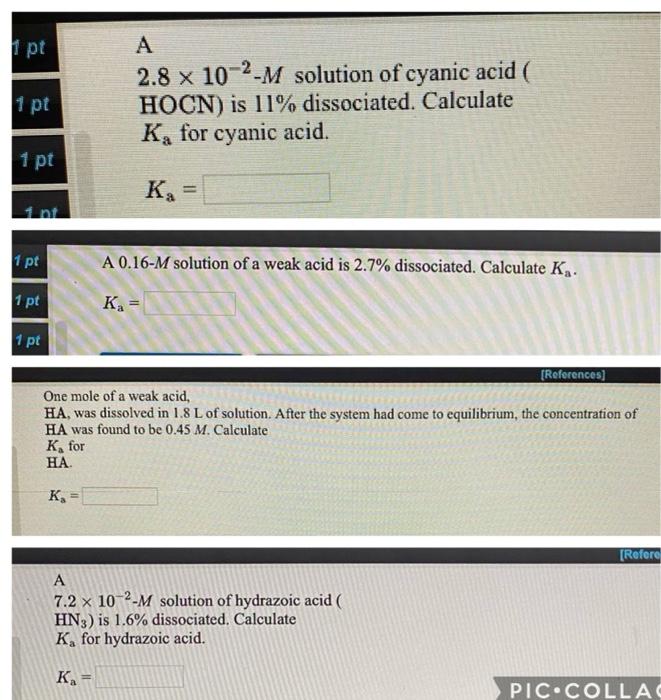 Solved i pt A 2.8 x 10-2-M solution of cyanic acid ( HOCN) | Chegg.com