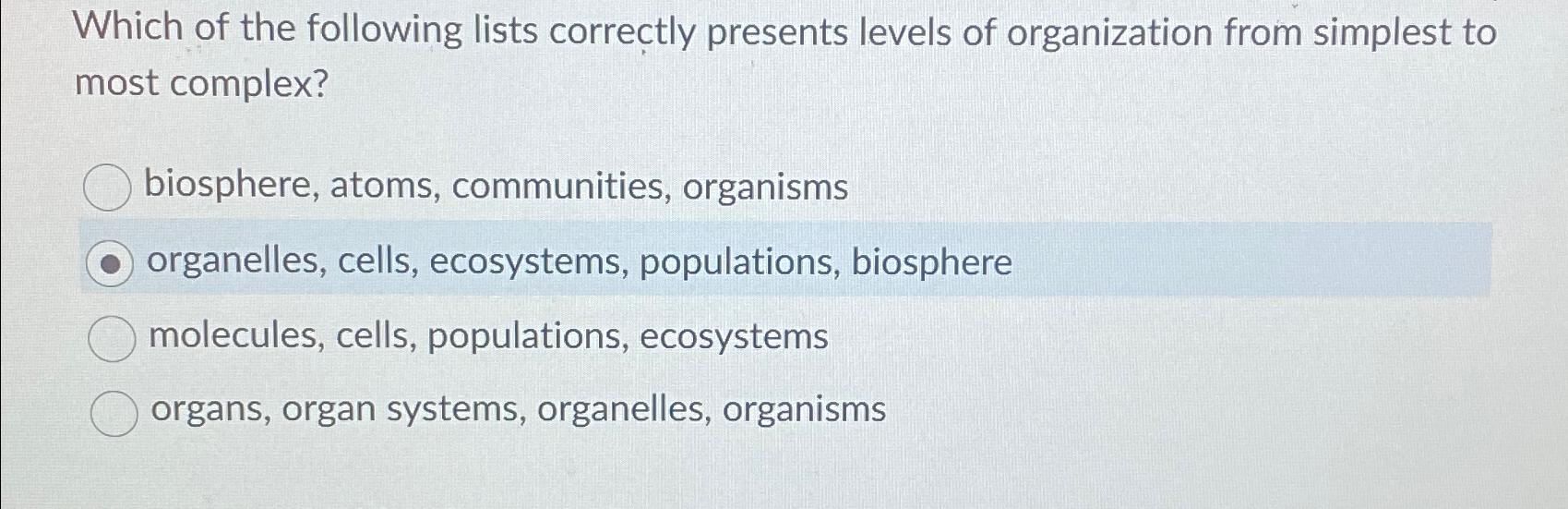 Solved Which of the following lists correctly presents | Chegg.com