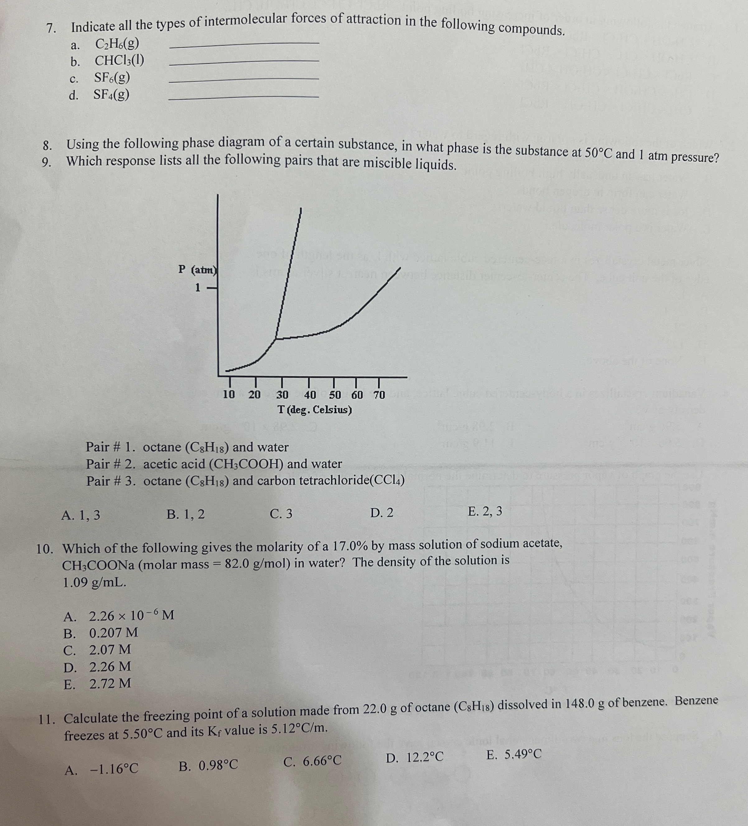 Solved Indicate all the types of intermolecular forces of | Chegg.com
