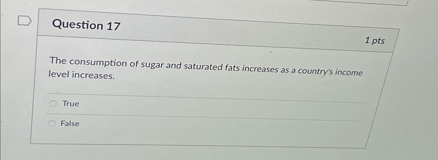 Solved Question 171 ptsThe consumption of sugar and | Chegg.com Solved Question 171 ptsThe consumption of sugar and | Chegg.com