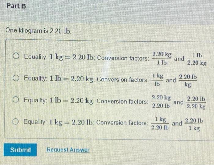 Solved Identify the equality and two conversion factors for | Chegg.com