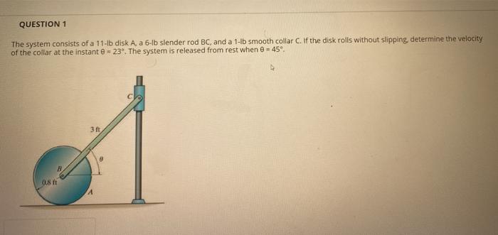 Solved QUESTION 1 The system consists of a 11-lb disk A, a | Chegg.com