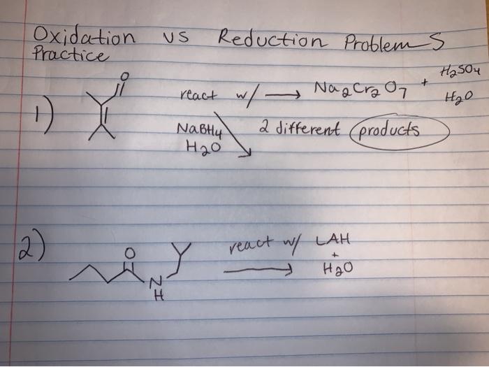 Solved oxidation vs reduction problem practice-which | Chegg.com