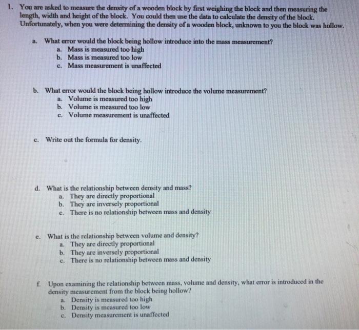 Solved 1. Calculate the density of the solution to the | Chegg.com