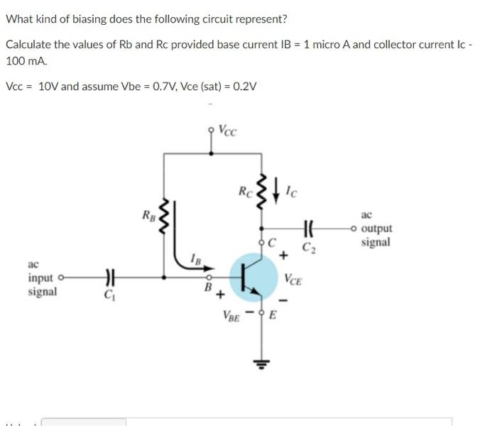 Solved What kind of biasing does the following circuit | Chegg.com
