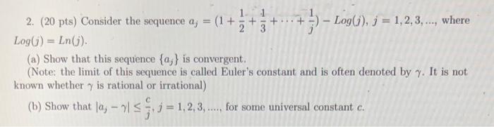 Solved 2. (20 pts) Consider the sequence | Chegg.com