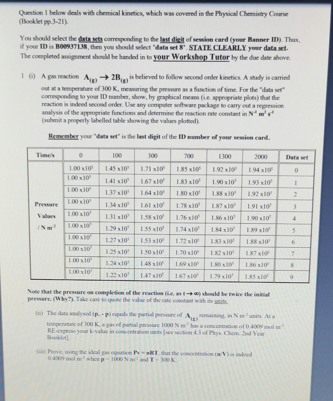 Solved For the 2nd data set how would I go about doing parts | Chegg.com