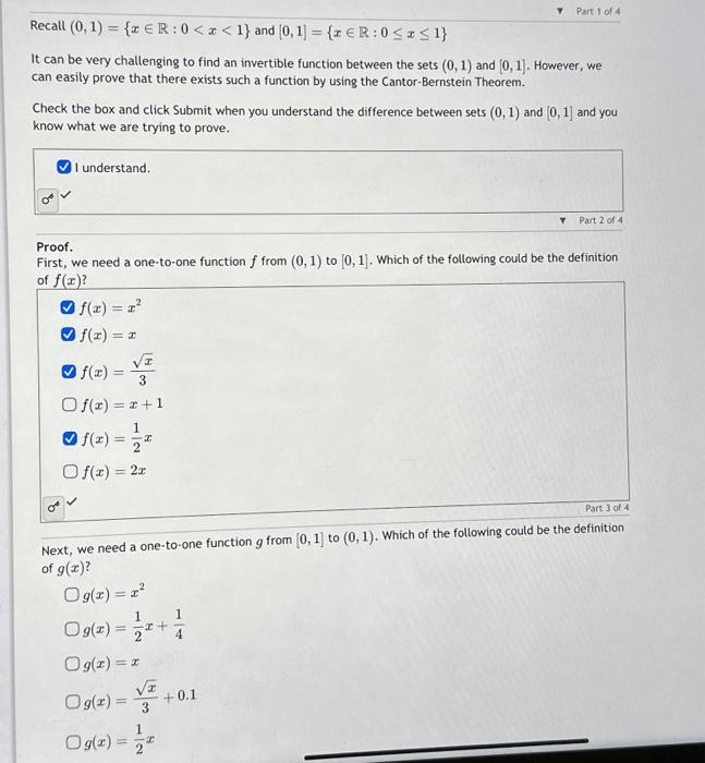 Solved Recall (0,1)={x∈R:0 | Chegg.com