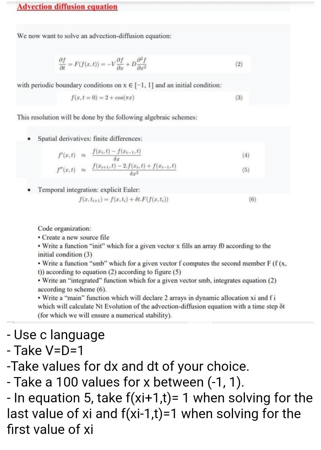 Advection Diffusion Equation We Now Want To Solve An