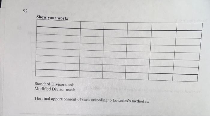 Solved 8. Determine the apportionment using | Chegg.com