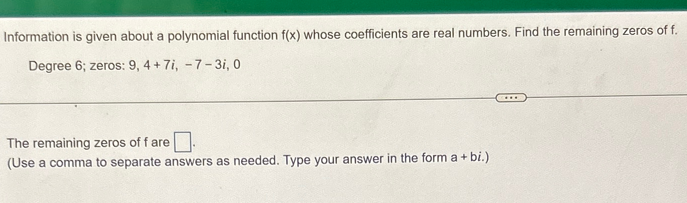Solved Information is given about a polynomial function f(x) | Chegg.com