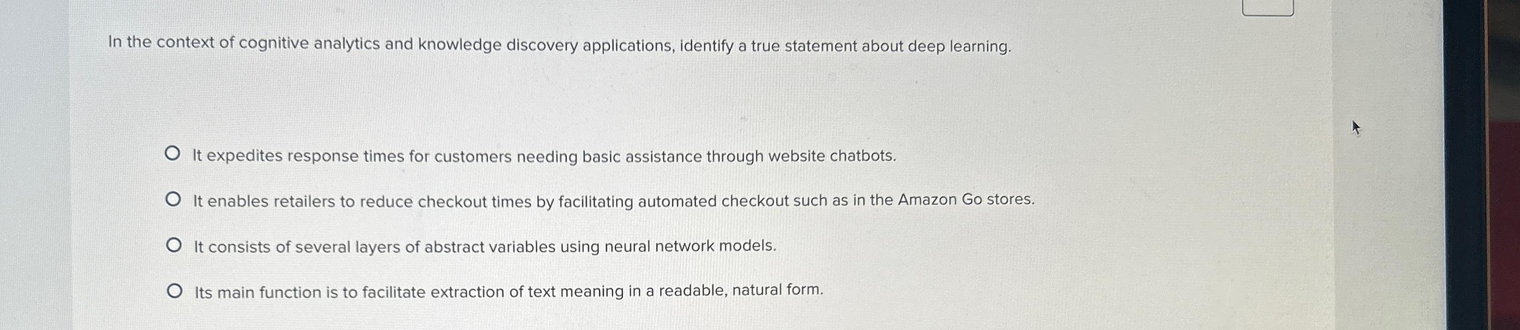 Solved In the context of cognitive analytics and knowledge | Chegg.com