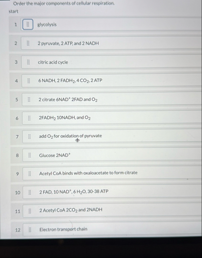 Solved Order the major components of cellular | Chegg.com