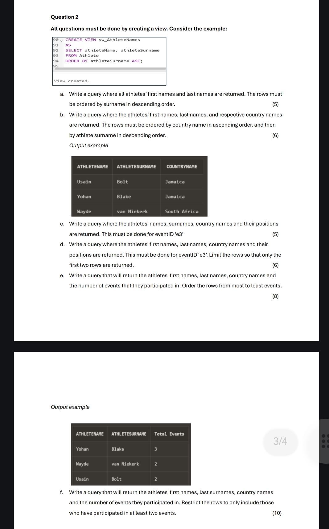 Solved Question 2All questions must be done by creating a | Chegg.com