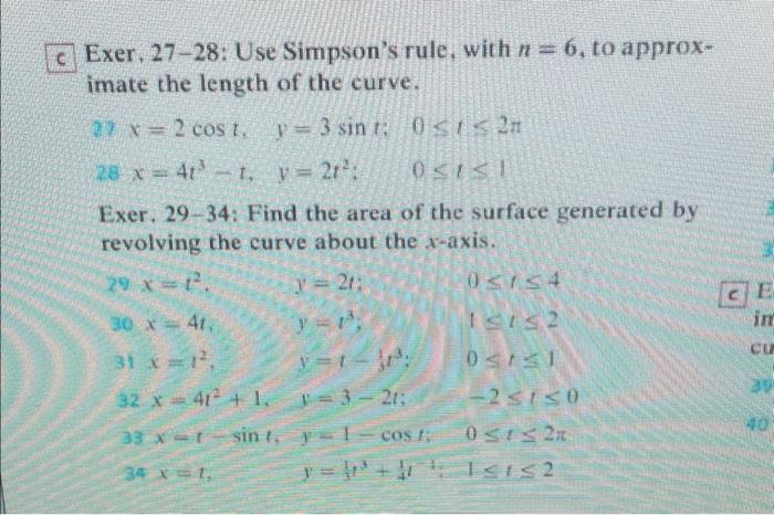 Solved Exer, 27-28: Use Simpson's rule, with n=6, to | Chegg.com Solved Exer, 27-28: Use Simpson's rule, with n=6, to | Chegg.com