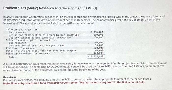 Solved In 2024, Starsearch Corporation began work on three | Chegg.com