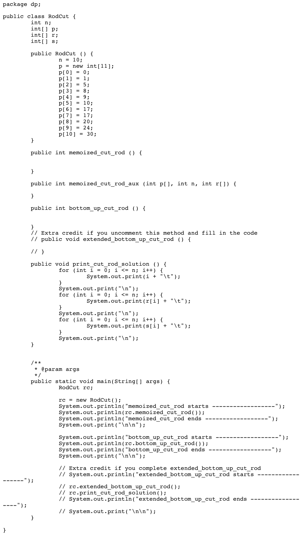 Solved Implement the memoized_cut_rod(), | Chegg.com