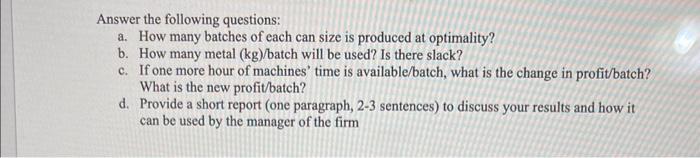 Solved Formulate and solve the following LPs in Excel. Use a | Chegg.com