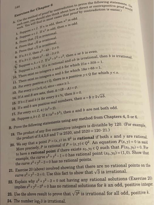 Solved ises for Chapter 6 3. Prove that 2 is if n2 if odd, | Chegg.com