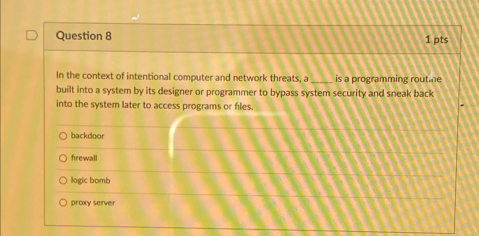 Solved Question 81ptsIn the context of intentional computer | Chegg.com