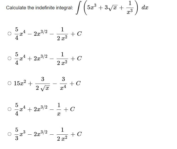 Solved Calculate the indefinite integral: | Chegg.com