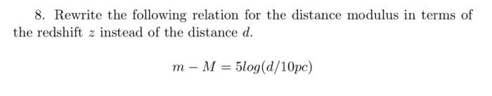Solved 8. Rewrite the following relation for the distance | Chegg.com