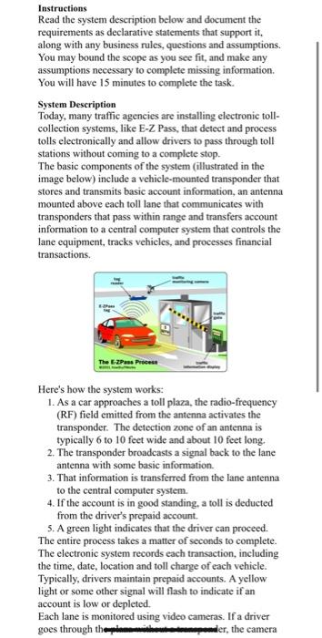 Solved Instructions Read the system description below and | Chegg.com