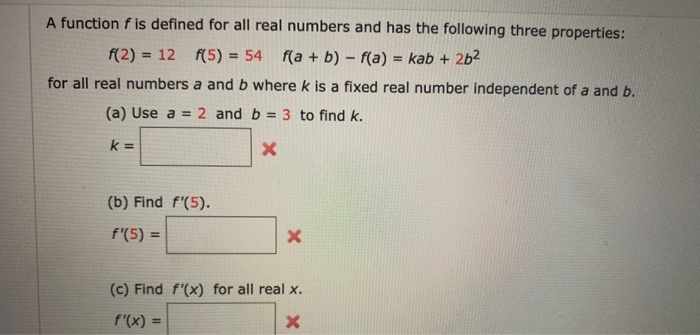 Solved A function f is defined for all real numbers and has | Chegg.com