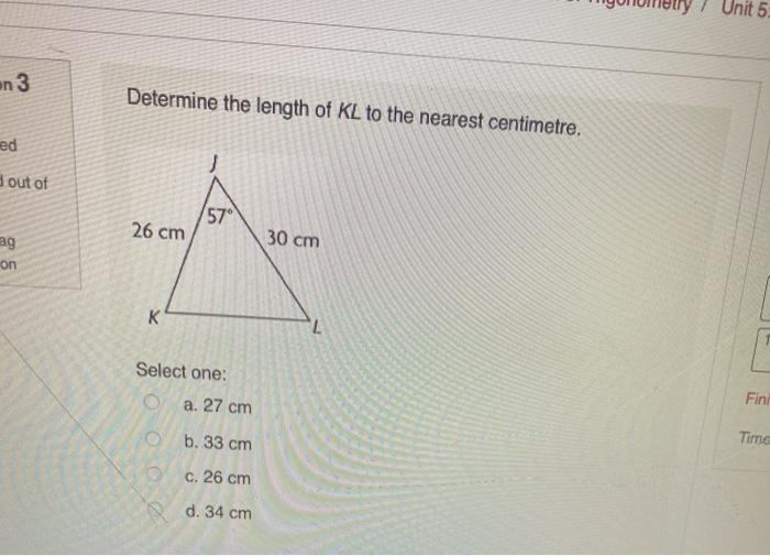 Solved Unit 5 n3 Determine the length of KL to the nearest | Chegg.com