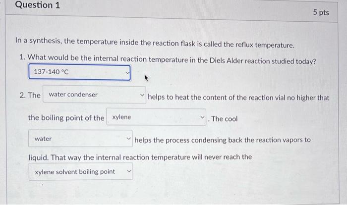In a synthesis, the temperature inside the reaction | Chegg.com