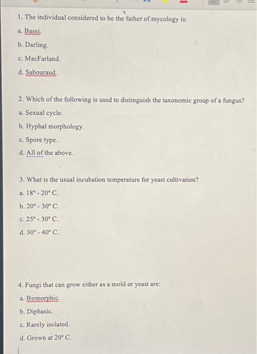 Solved 1. The individual considered to be the father of | Chegg.com