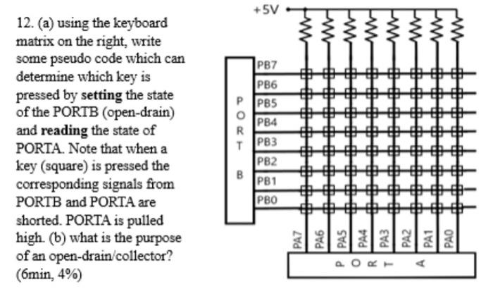 Solved 12. (a) using the keyboard matrix on the right, write | Chegg.com