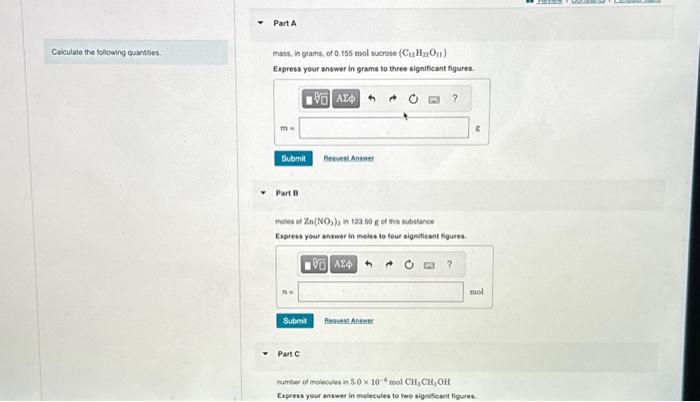 Solved Calculate the following quantities. Part A mass, | Chegg.com