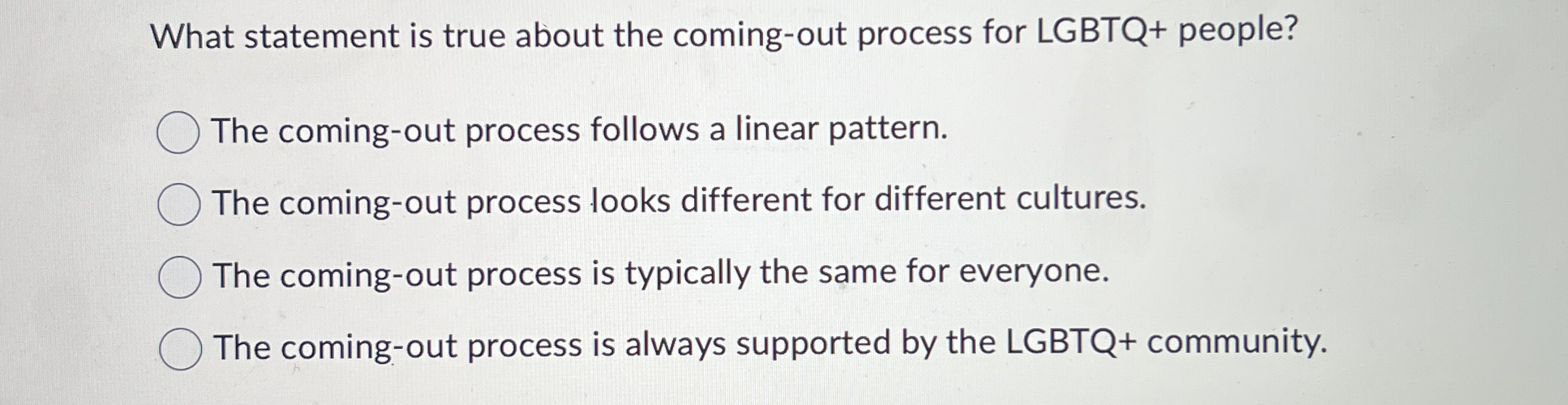 Solved What statement is true about the coming-out process | Chegg.com