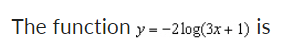 Solved The function y=-2log(3x+1) ﻿isa) ﻿reflected in the | Chegg.com