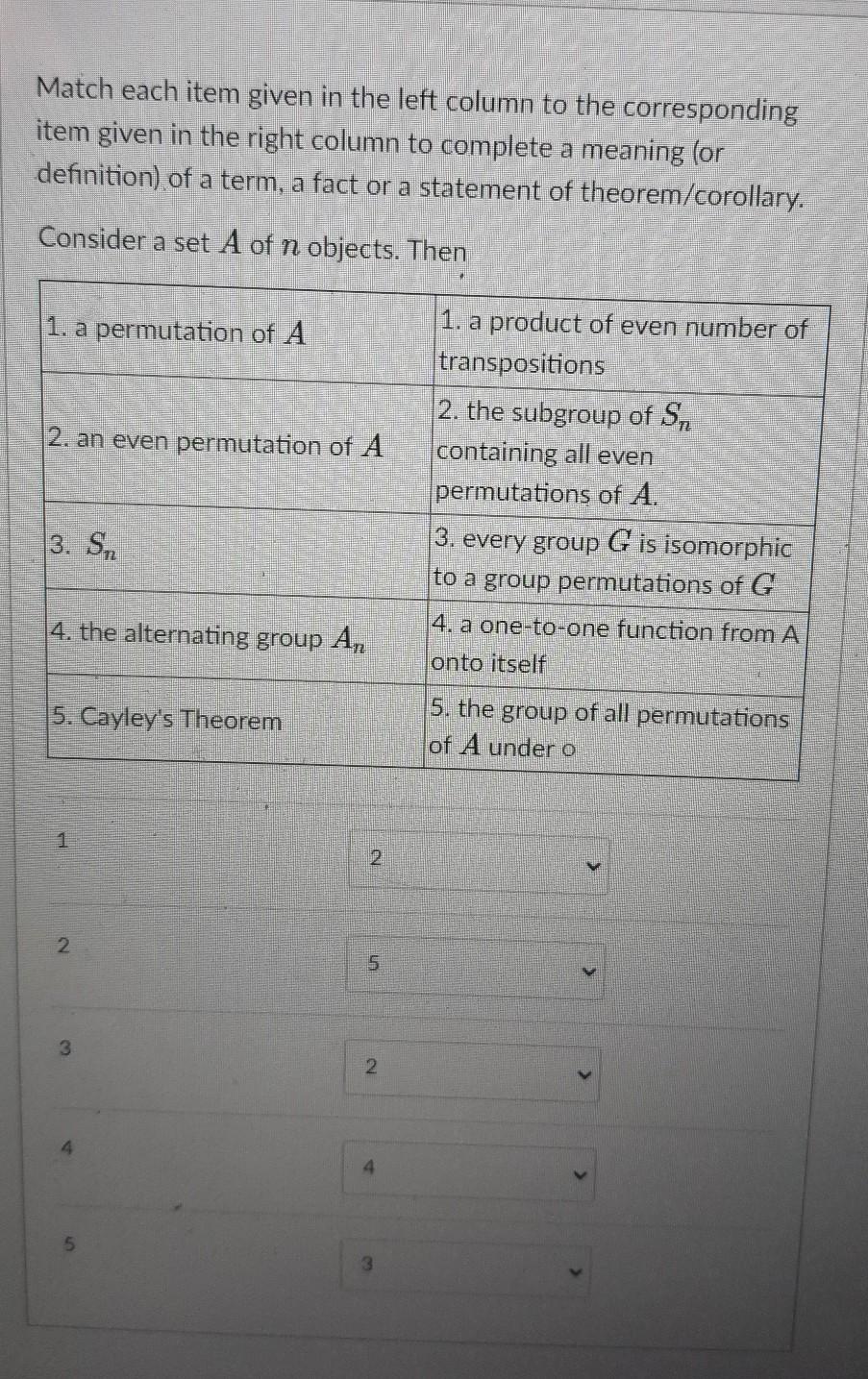 Solved Match each item given in the left column to the | Chegg.com