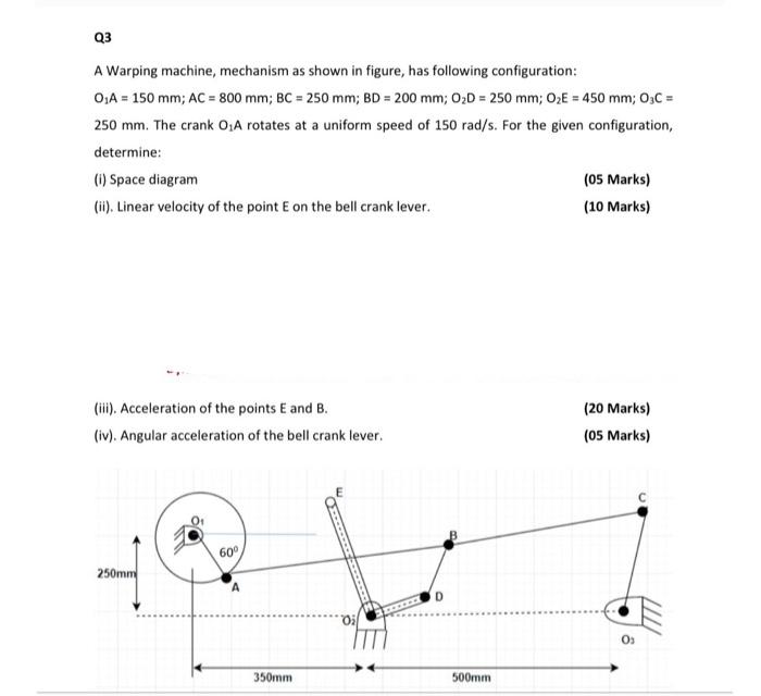 Solved A Warping machine, mechanism as shown in figure, has | Chegg.com