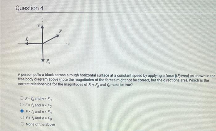 Solved A person pulls a block across a rough horizontal | Chegg.com
