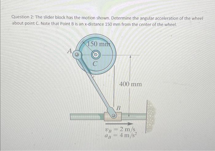 Solved Question 2: The slider block has the motion shown. | Chegg.com