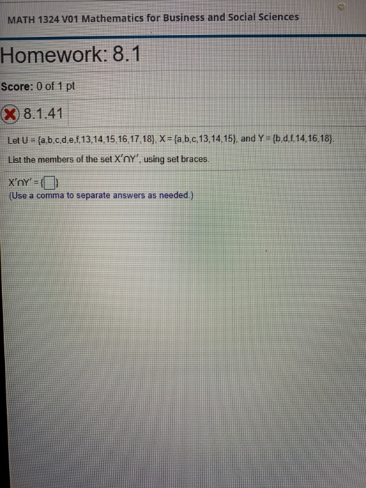 Solved MATH 1324 V01 Mathematics for Business and Social | Chegg.com