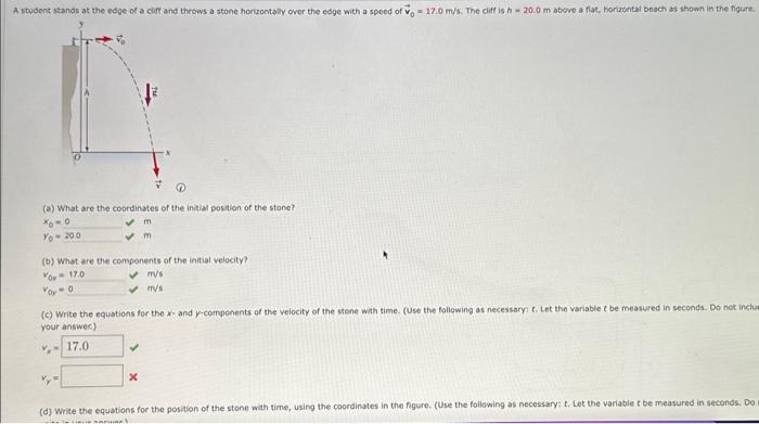 Solved stuoent stands at the edge of a cirf and throws a | Chegg.com