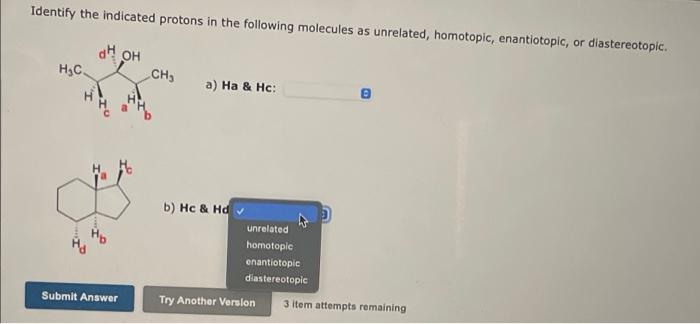 Solved Identify the indicated protons in the following | Chegg.com