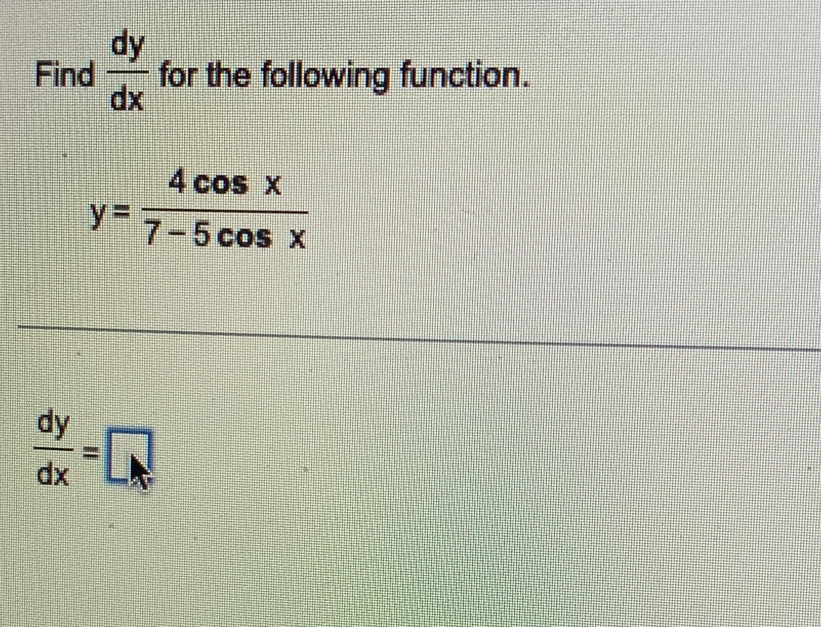Solved Find dydx ﻿for the following | Chegg.com