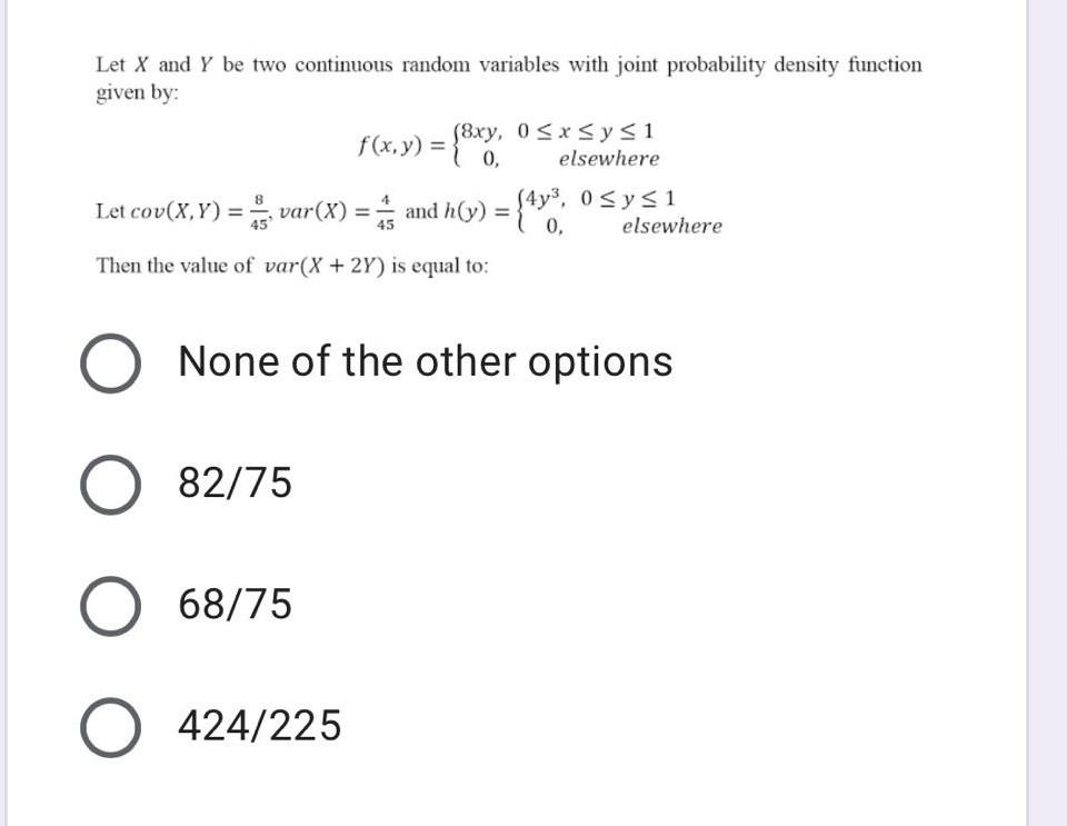 Solved Let X and Y be two continuous random variables with | Chegg.com