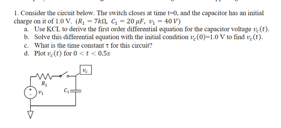 Solved Consider the circuit below. The switch closes at time | Chegg.com