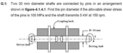 Solved Two 30 mm diameter shafts are connected by pins in an | Chegg.com