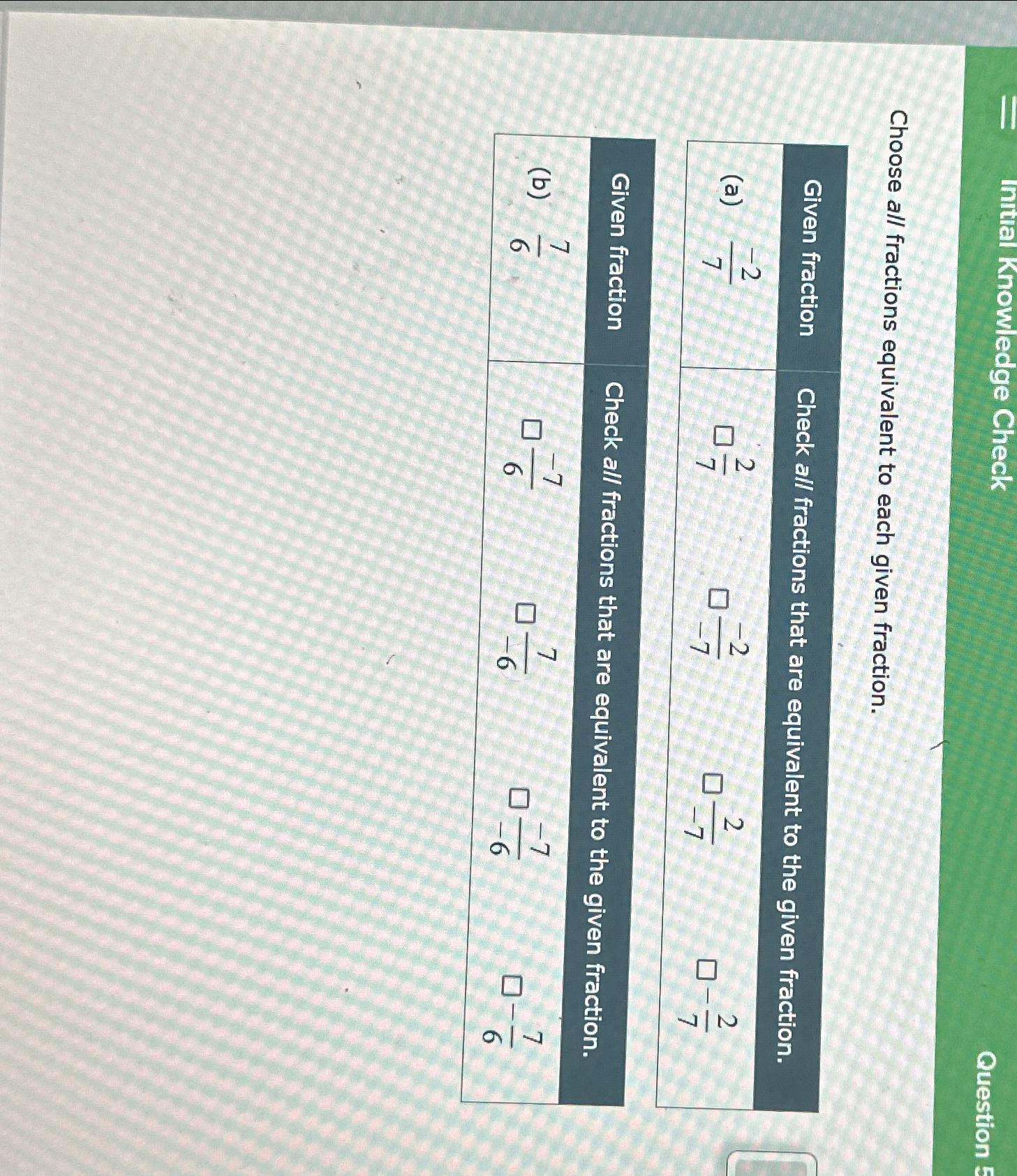 Solved Choose all fractions equivalent to each given | Chegg.com
